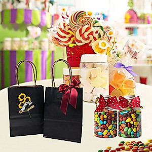 Szehap Mini Black Gift Bags, 50 Pack 4.2 x 2.7 x 5.7 Inch Small Black Paper Bags with Handles Kraft Paper Party Favor Bags