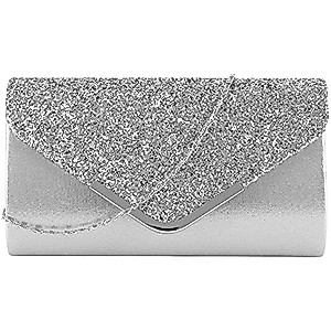 AYKDAS Purses & Totes, Evening Clutches & Crossbody Bags Flash Elegant Clutch, Gold, Silver, Pink (Black) Shiny Handbag (Color : Silver)