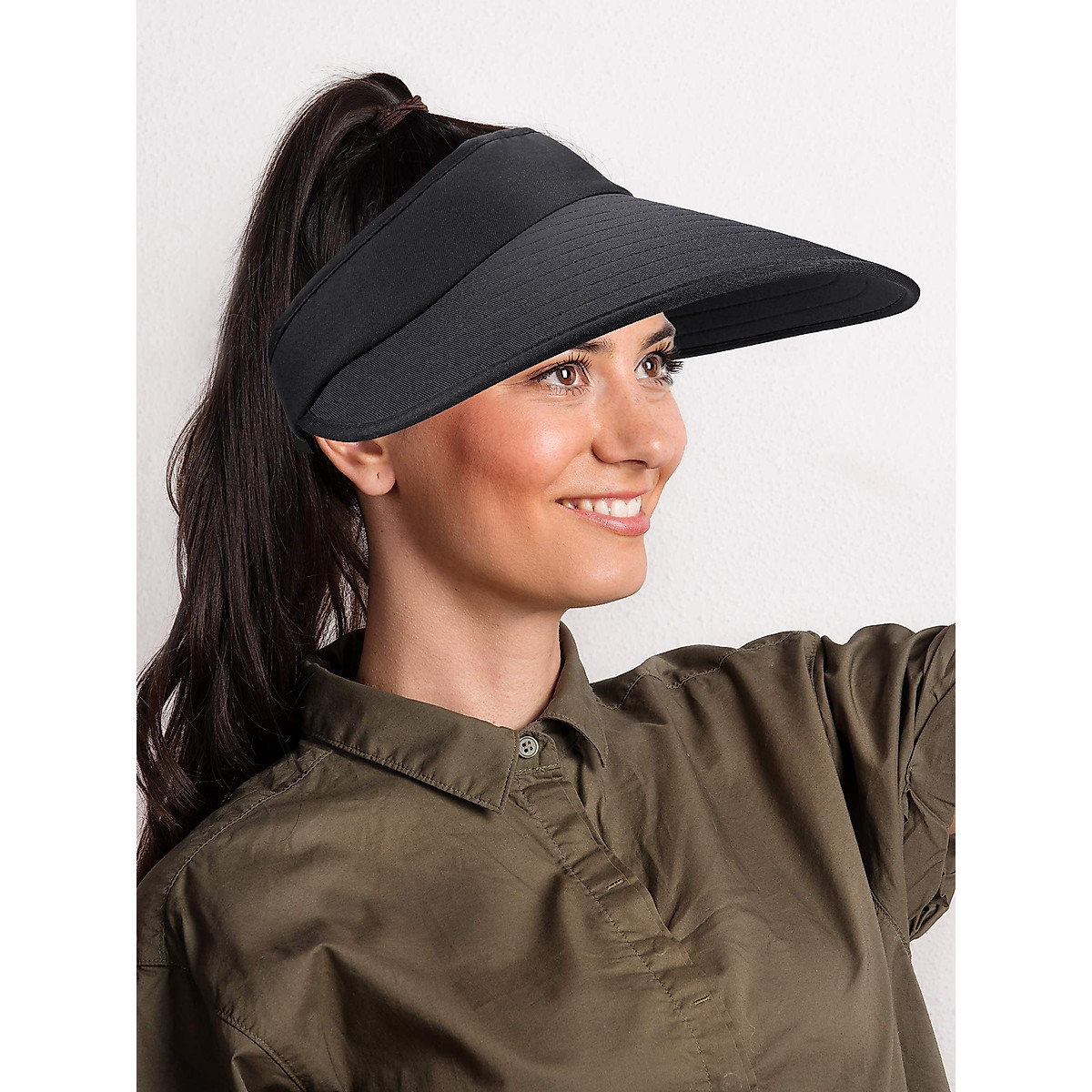 2 Pieces Sun Visor Hats Wide Brim Visor Hats Adjustable Large Brim Summer Beach Caps for Women (Color Set 3)