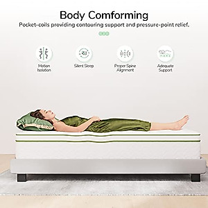 Novilla Full Mattress, 12 Inch Gel Memory Foam Hybrid Mattress with Pocketed Coil for Pressure Relief & Motion Isolation, Medium Firm Full Bed Mattress in a Box, Amenity