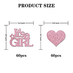 It's a Girl Confetti Pink Glitter, Baby Shower Table Confetti, Gender Reveal, Girl 1st Birthday Scatter Confetti, Girl Table Decorations Confetti, 120pcs