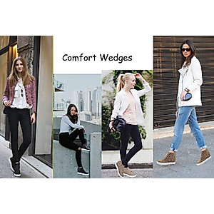 Athlefit Women's Wedge Sneakers Hidden Heel Platform Wedge Booties Hidden Wedgie Sneakers Size 8 Grey