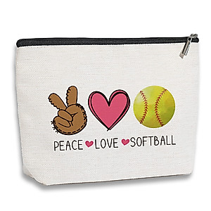 kdxpbpz Softball Gifts Makeup Bag Inspirational Gifts for Women Her Softball Lovers Mom Grandma Sister Birthday Gifts for Female Coworker Friend BFF Besties