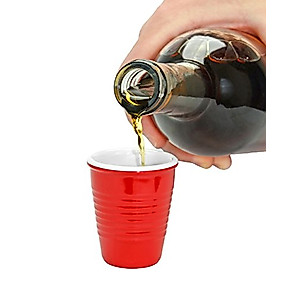 Fairly Odd Novelties 2oz Red Hard Plastic Shot Glass Cup 2 Packs, Set of 4 Living Large Drink Solo Or W Fri