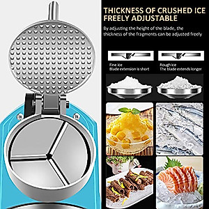 RRH Electric Ice Crusher - Stainless Steel Blade Shaved Ice Machine Snow Cone Maker - Cool Summer Ice Shaver, 110V, 220lbs/hr, Blue