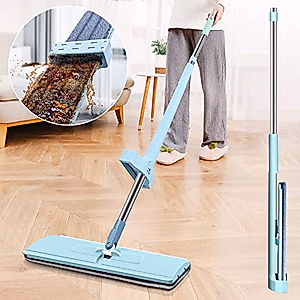 Hopwin Microfiber Hardwood Floor Mop, No Hand Washing, Flat Mop, Household Wooden Floor, Lazy Person, Mop Floor, No Cleaning, Dry and Wet, Mop and Clean The Artifact