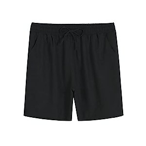 Weintee Women's 7" Inseam Plus Size Linen Shorts with Pockets 2X Black