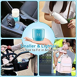 Travel Bottle Warmer, Befano Portable Bottle Warmer for Breastmilk or Formula, Rechargeable Milk Warmer On The Go with Formula Dispenser, Quick Warm and Precise Temperature Control, BPA Free - Blue
