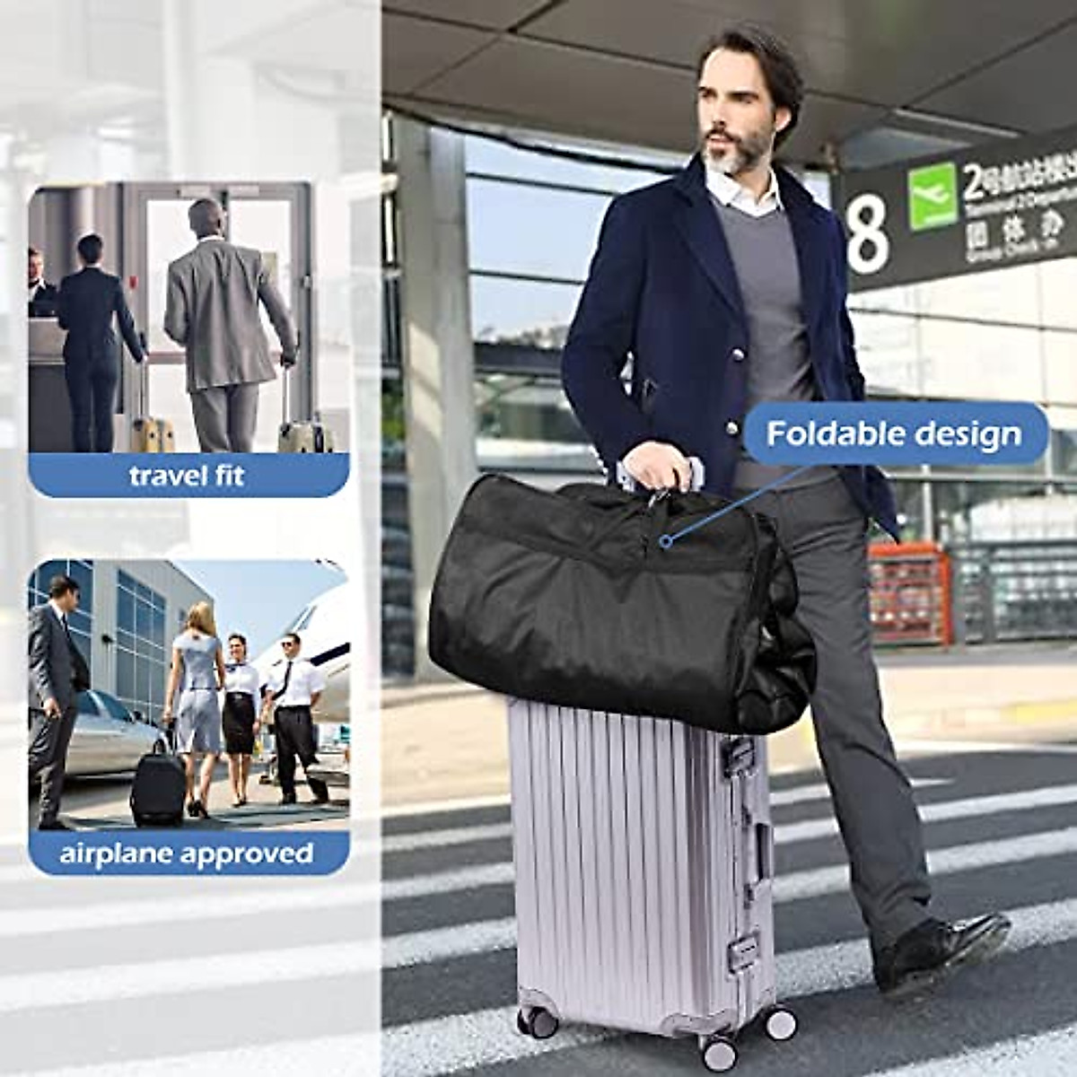 AOODA 43" Gusseted Suit Bags for Closet Storage Hanging Garment Bags for Men Travel Coat Clothes Cover with Handles (5 Packs)