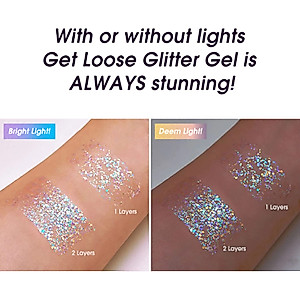 Melemando Holographic Body Glitter Gel 8 Colors Changing Ultra-fine Glitter Gel Long Lasting Waterproof Glitter Gel Makeup for Face Body Lip and Hair (Color 01)