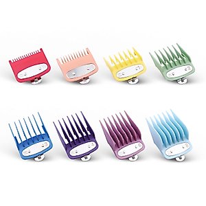 Professional 8 Color Coded Combs Attachment Cutting Guides Combs with Metal Clip Universal Hair Clipper Guards Set - 1/16" to 1"- Hair Clipper/Trimmer Replacement Combs Durable Wide Clippers Guards