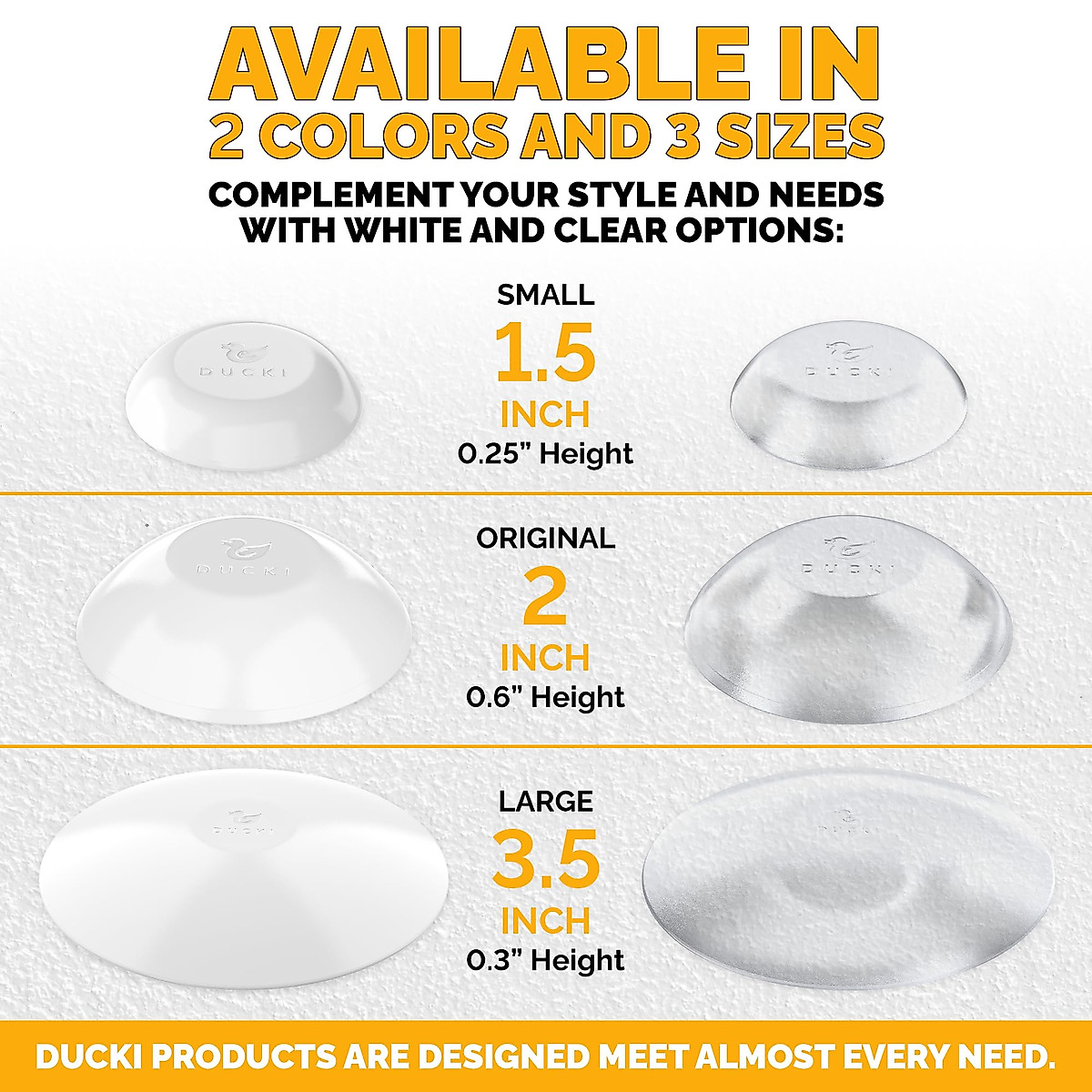 Ducki Door Stopper Wall Protector - Self Adhesive, Quiet, Reusable Shock Absorbent Gel - The Home or Office - Elegant Door Handle Silencer and Wall Protection Solution- (4pk)(Clear)