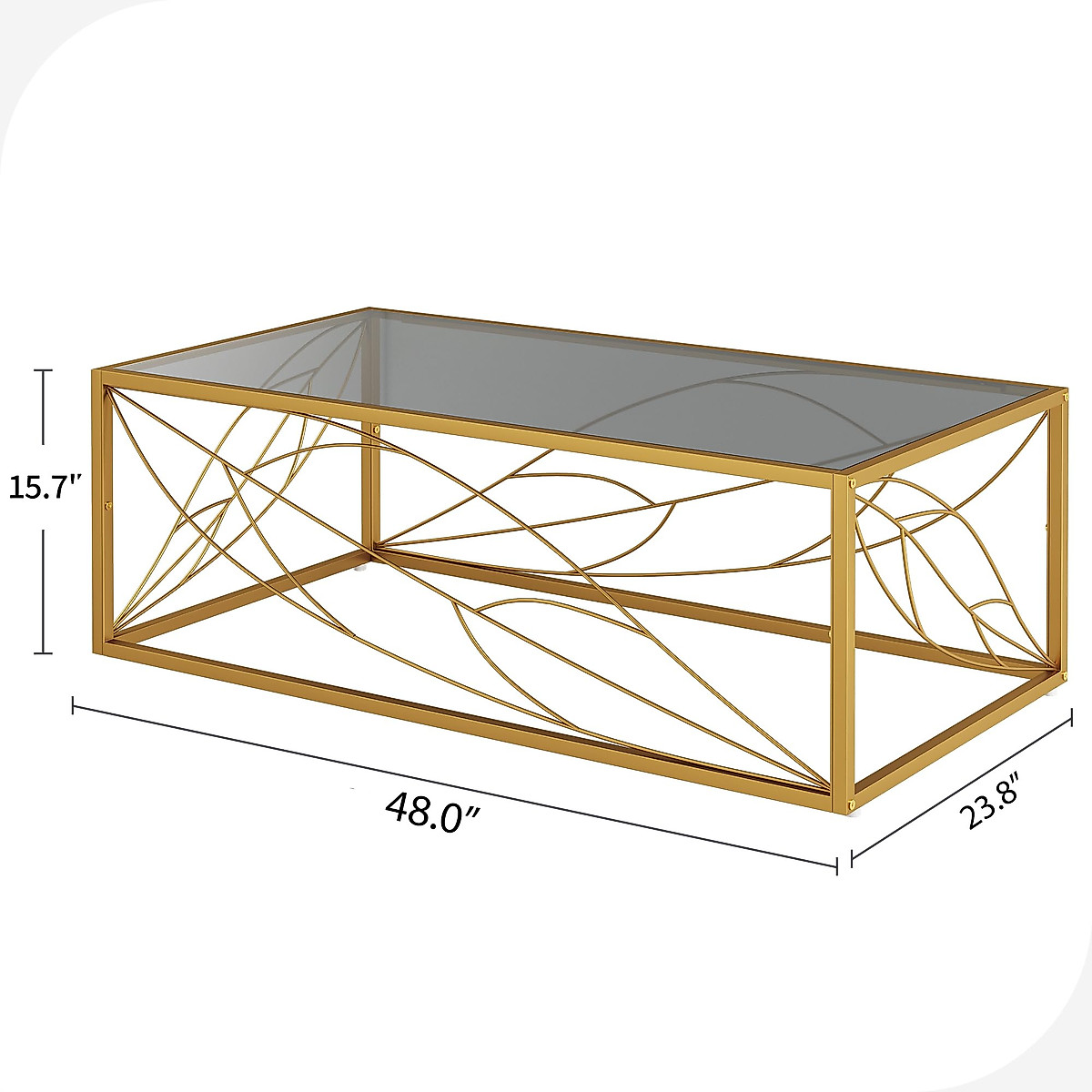 DWVO 48 Inch Marble Pattern Slate Coffee Table Modern Rectangle White and Gold Coffee Tables for Living Room