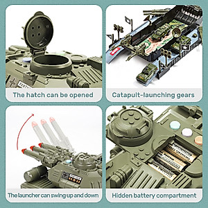 CUTE STONE Military Vehicles Set, Battle Tank Toy with Light and Sound, Rotating Turret and Missile, 4 Pack Die-cast Army Cars, Great Military Toy Tank Toy for Boy Kids