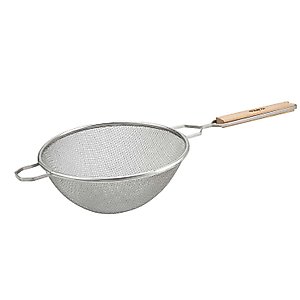 Winco MS2K-10D Strainer, 10.5-Inch Diameter, Double Fine Mesh, Medium, Stainless Steel, Tan