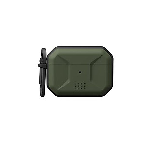 UAG Designed for AirPods Pro (2nd Gen 2022) Civilian Olive Drab, Premium Rugged Slim Water Resistant Full Protective Case Cover with Detachable Keychain Carabiner by URBAN ARMOR GEAR