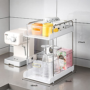 submatches 2-Tier Clear Under Sink Organizer and Storage -Multi-Purpose Bathroom Cabinet organizer, Pull Out Kitchen Pantry Organization and Storage