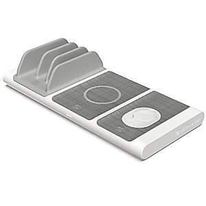 Scosche BLKIT1WT BaseLynx Modular Charging System - Wireless Charging Station with Apple Watch Charger - Qi-Certified Charger - Multi Device Charging Station with USB Ports for Portable Devices, White