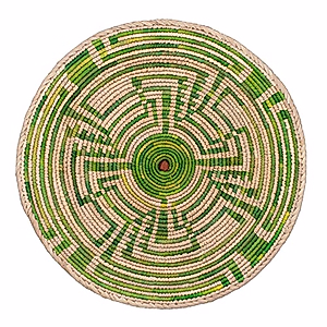 African Wall Basket, Rwanda baskets, African Sisal Woven basket Hang for Wall Art Home Decor Gift (12-14 inch, Multi-color 7)