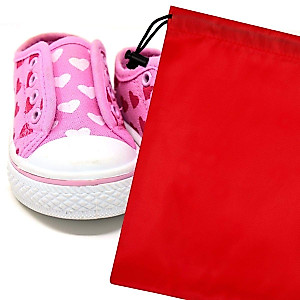 Drawstring Bag - Nylon Cinch and Ditty Stuff Pouch with Toggle (8 x 11-12 pack, Red)