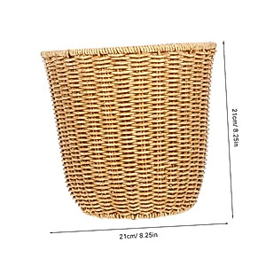 VOSAREA Woven Trash Can Wicker Trash Can Rattan Storage Baskets Sundries Basket Wicker Storage Basket Woven Basket Wicker Vase Decorative Trash Can Jute Storage Baskets Lids Iron Orange