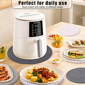 Billbotk 11.8" and 7" Hot Mats for Pots and Pans, 7 Woven Trivets for Hot Dishes, Pot Holders for Kitchen, Tabletop Accessories for Counter Heat Resistant