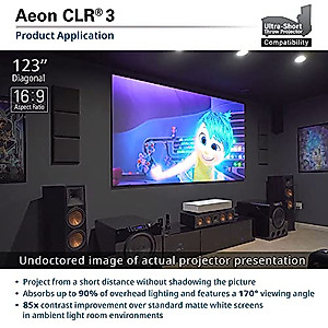 Elite Screens 123 inch UST ALR Projector Screen 16:9 4K 90% Ceiling Ambient Light Rejecting Edge Free Fixed Frame Grey Projector Screen Indoor Movie Screen Home Theater - Aeon CLR 3 AR123H-CLR3