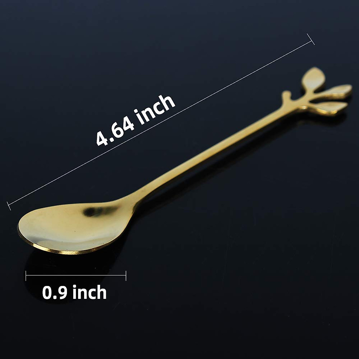 Gold Leaf Coffee Spoon Soup Spoons Sugar Spoons, Ice-Cream Tea Stirring Spoons 4.8 Inches Retro Dessert Demitasse Espresso Spoons Cutlery Kitchen Tableware-Set of 12