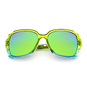 LECKIRUT Oversized Sunglasses for Women Polarized UV Protection Classic Fashion Ladies Green Frame Green Lens