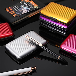 12 Pcs Aluminum Wallet Credit Cards Holder Multi Slim Rfid Blocking ID Credit Case Protector Metal Card Holder for Men Women(Black, Red, Purple, Rose, Silver, Gold)