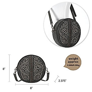 Montana West Western Purses for Women Crossbody Bag Circle Round Bag Vintage Shoulder Handbag MW1076-118BK