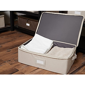 Covermates Keepsakes - Zip-Top Storage Box - Heavy Duty Polyester- Reinforced Handles - Stackable Design - Indoor Storage-Beige Heather