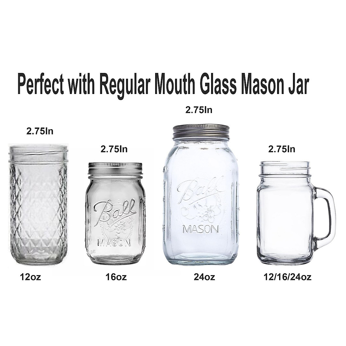 Moonshine Lid,Mason Jar Pour Spouts Lids fit 2.75 Inch Regular Mouth American Glass Jar,Acrylic Liquor Pouring Lid, Dust Proof Cover,Free Flow,NO GLASS JAR QurHapzy（4pack Black)