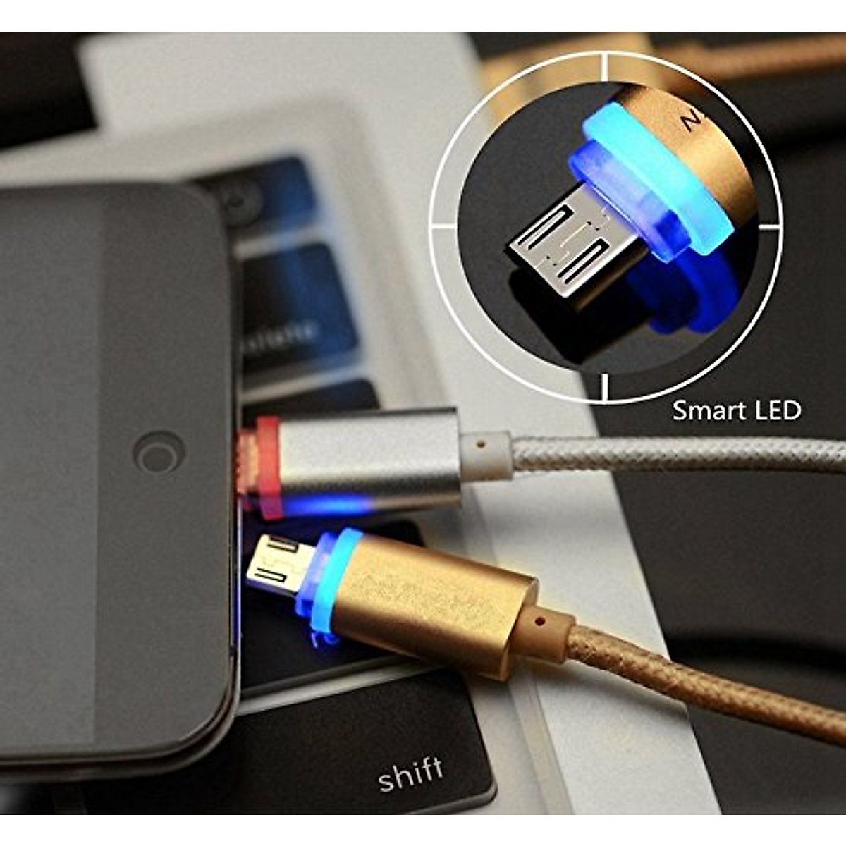 Nook and Nook Color Compatible 10FT LED Charging Sync Data Cable & Pouch (Bundle) Lit Tip Shows Red for Charging & Green for Charged (Cable Will Not Display Charging on Your Tablet Screen)