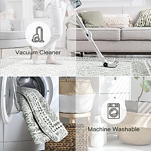 Uphome Moroccan Washable 5x7 Rug, Soft Non-Slip Boho Large Area Rug, Modern Geometric Diamond Living Room Carpet, Farmhouse Bohemian Printed Indoor Floor Mat for Bedroom Dining Sofa Nursery