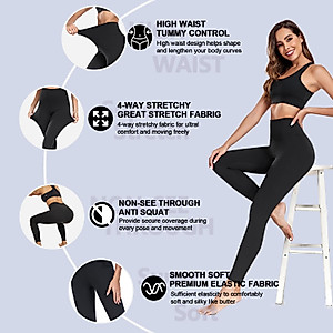 FULLSOFT 4 Pack Leggings with Pockets for Women,Soft High Waisted Tummy Control Workout Yoga Pants(4 Pack Black,Small-Medium)