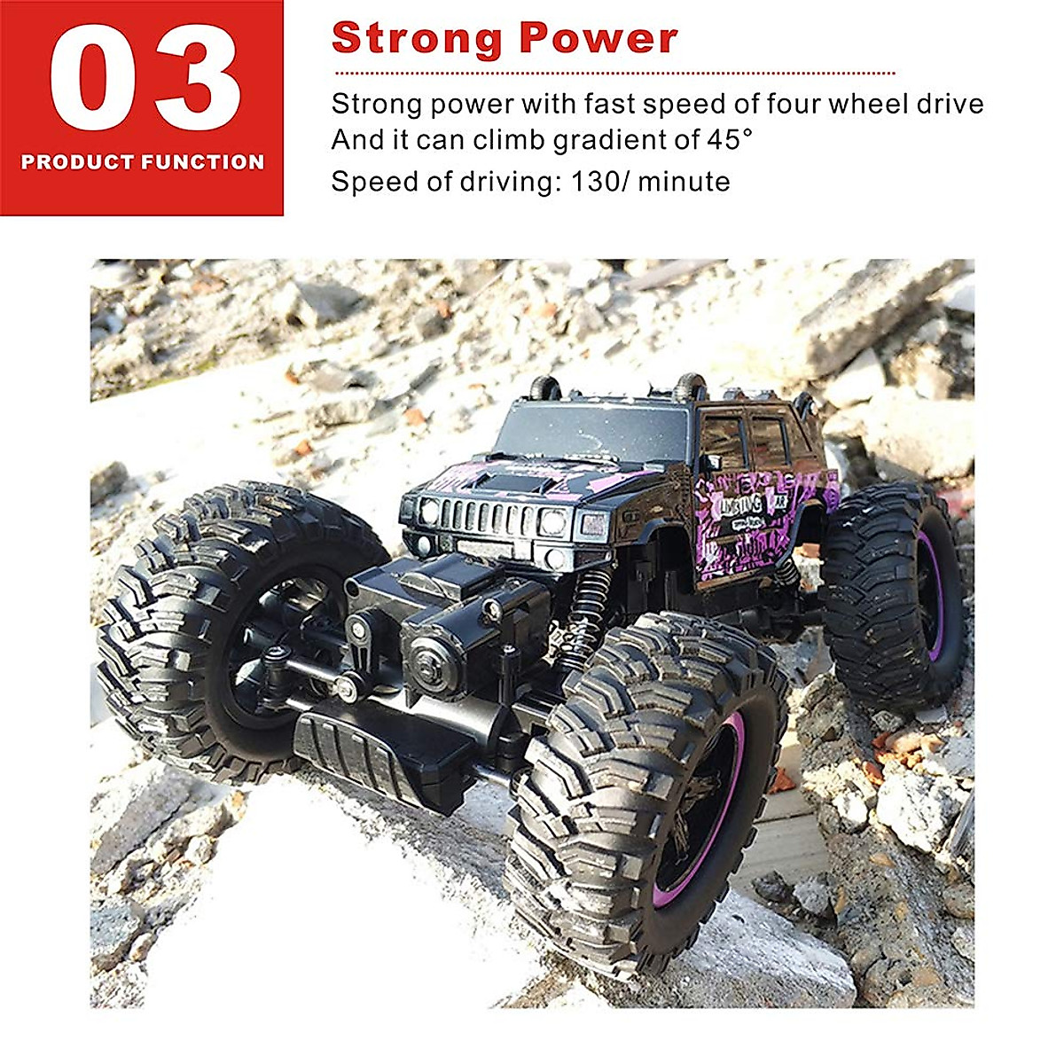 Simccppley Remote Control Car Pink 360° Stunt Tumbling Waterproof Monster Truck, Can Control The Toy