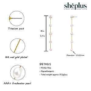 Long Tassel Pearl Dangle Earrings - Dangling Hanging Baroque AAA+ Freshwater Pearl Drop Dangle Earring for Women Bridal Wedding Gift