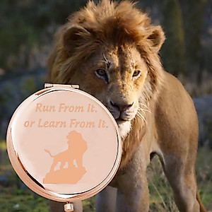 BEKECH Lion Movie Inspired Gift Inspirational Compact Mirror Run Learn from It or Learn from It Makeup Mirror for Women Girls (Lion Movie Mirror)