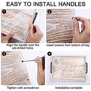 LotFancy Rustic Wood Serving Trays, Set of 2, Nesting Food Trays with Metal Handles, Decorative Charcuterie Board Platter for Ottoman, Coffee Table, Countertop Centerpiece