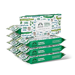 Amazon Brand - Mama Bear Fragrance Free Hypoallergenic Flushable Toddler Toilet Wipes, 336 Count (8 Packs of 42)