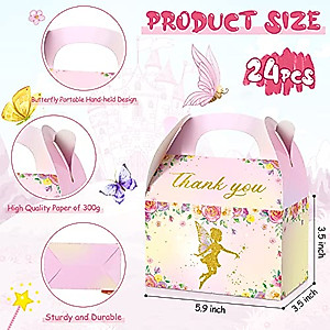 Floral Fairy Treat Boxes Floral Fairy Party Favor Boxes Fairy Garden Box Fairies Goodie Boxes Butterfly Fairy Theme Gift Boxes for Girl Birthday Baby Shower Party Supplies (24)