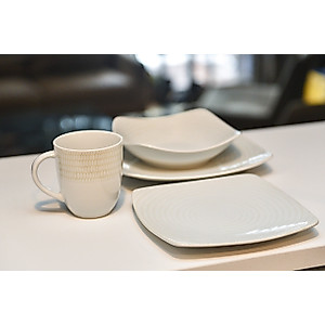 Red Vanilla White Rice Square Soup Bowl 20oz, Set of 4, 1