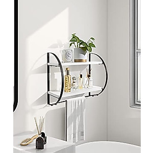 SUMGAR Floating Shelves with Towel Bar, 2 Tier Storage Shelf Wall Mounted for Bedroom, Living Room, Office, Kitchen