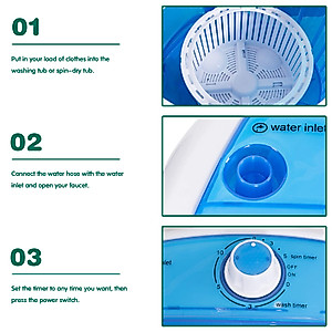 Renatone EP24895 5.5lbs Mini Washing Machine w/Spin Dryer, Transparent