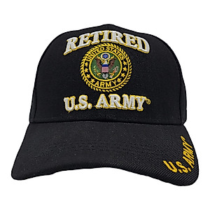 Army Cap"Retired U.S. Army" with U.S. Seal in Solid Black