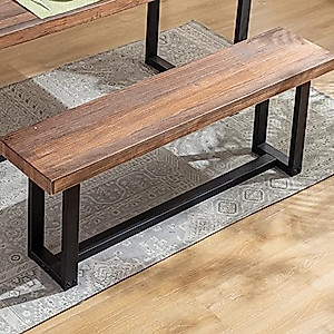 St.Mandyu 72" Solid Wood Dining Table for 8-10 Person, Modern Farmhouse Kitchen Table with Metal Frame, Sturdy Breakfast Table for Living/Dining Room,Office Desk, Brown