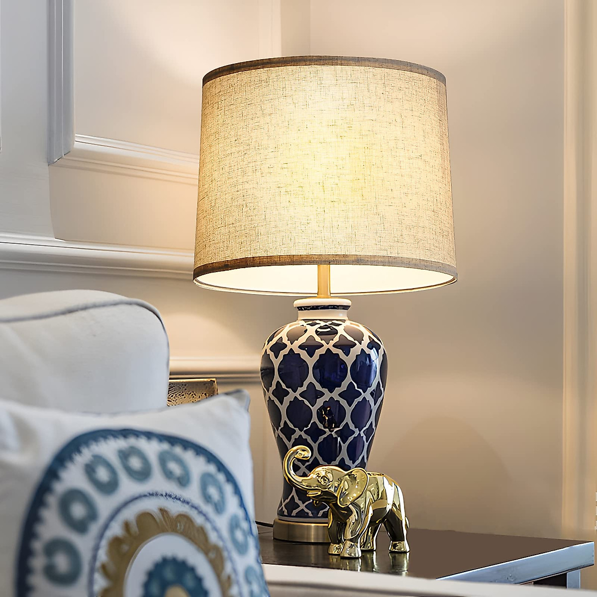 2-Pack Medium Drum Lamp Shades, 11.6 x 12.6 x 9.8 Inch Fabric Natural Linen Lampshades Hand Crafted Lampshade Covers Replacements for Table Lamp, Floor Lamp, Spider/UNO Two Installation, Beige