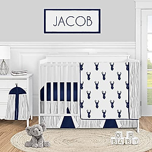 Sweet Jojo Designs Baby Children Kids Clothes Laundry Hamper for Navy Blue White and Grey Woodland Deer Bedding Set