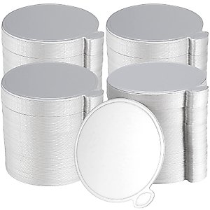 SEUNMUK 400 Pack 3.5 Inch Round Silver Cardboard Mousse Cake Base Mini Round Cake Base, Food Grade Grease-Proof Disposable Silver Cake Cardboard